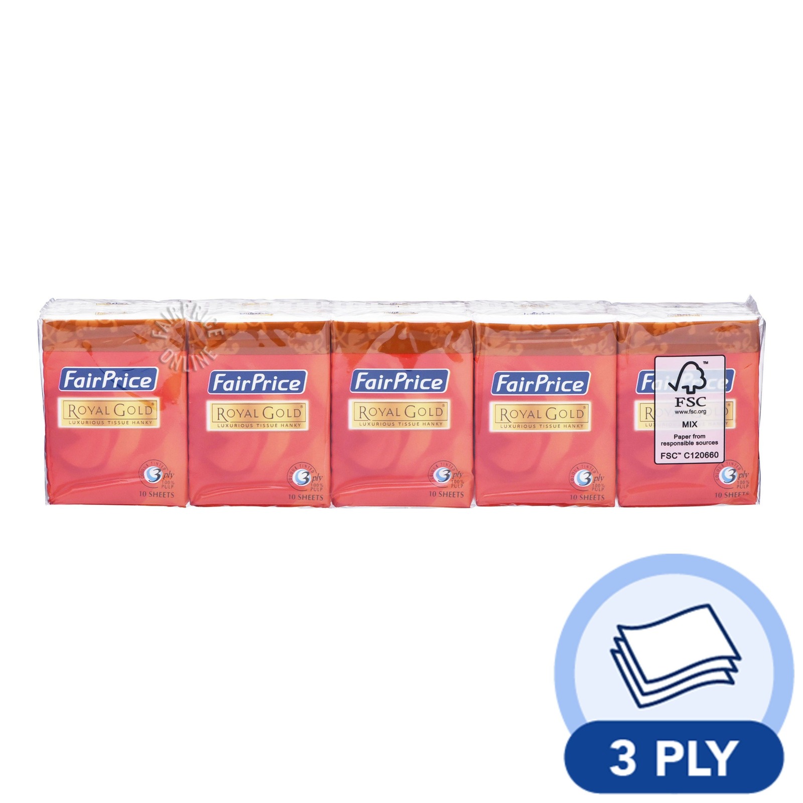 FairPrice Royal Gold Luxurious Tissues - Hanky (3ply) | NTUC FairPrice