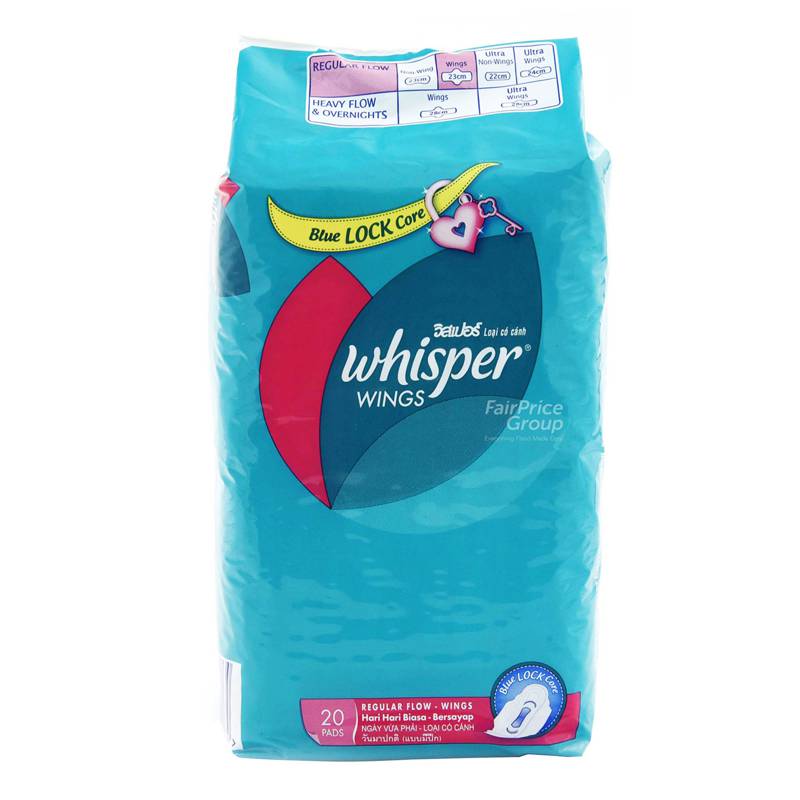 Whisper Wings Blue Lock Care Pads - Regular (23cm) | NTUC FairPrice