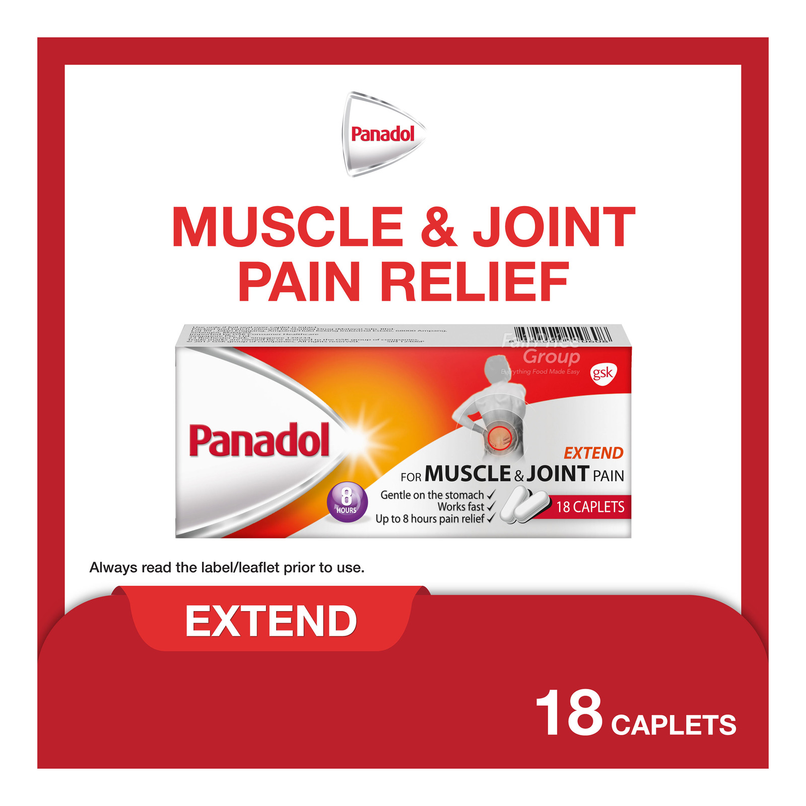 Panadol Extend For Muscle & Joint Pain Relief Caplets 18 per pack ...