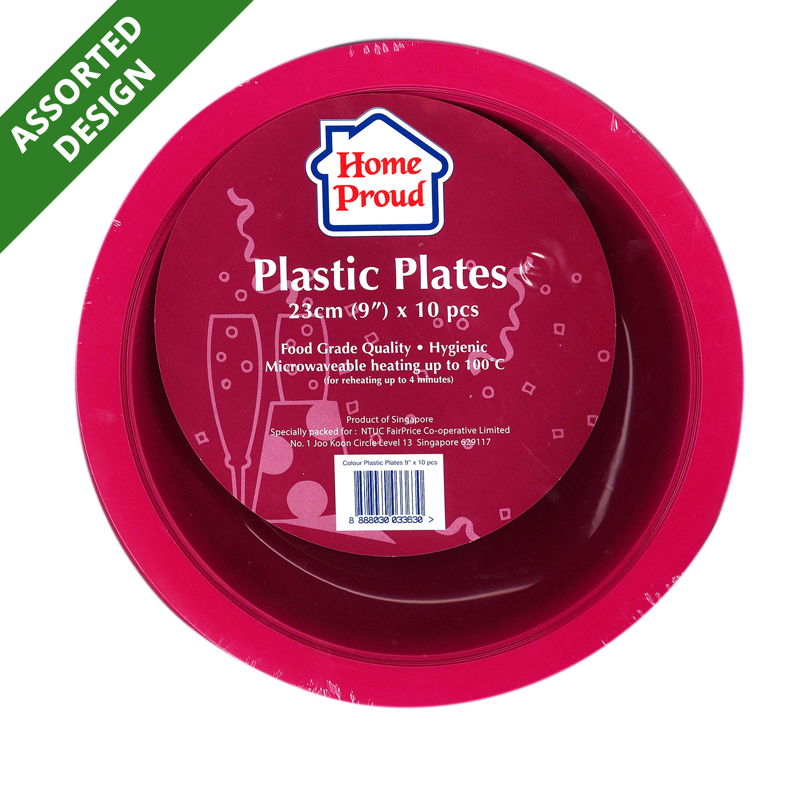 HomeProud Plastic Plates - Assorted Colour (23cm) | NTUC FairPrice