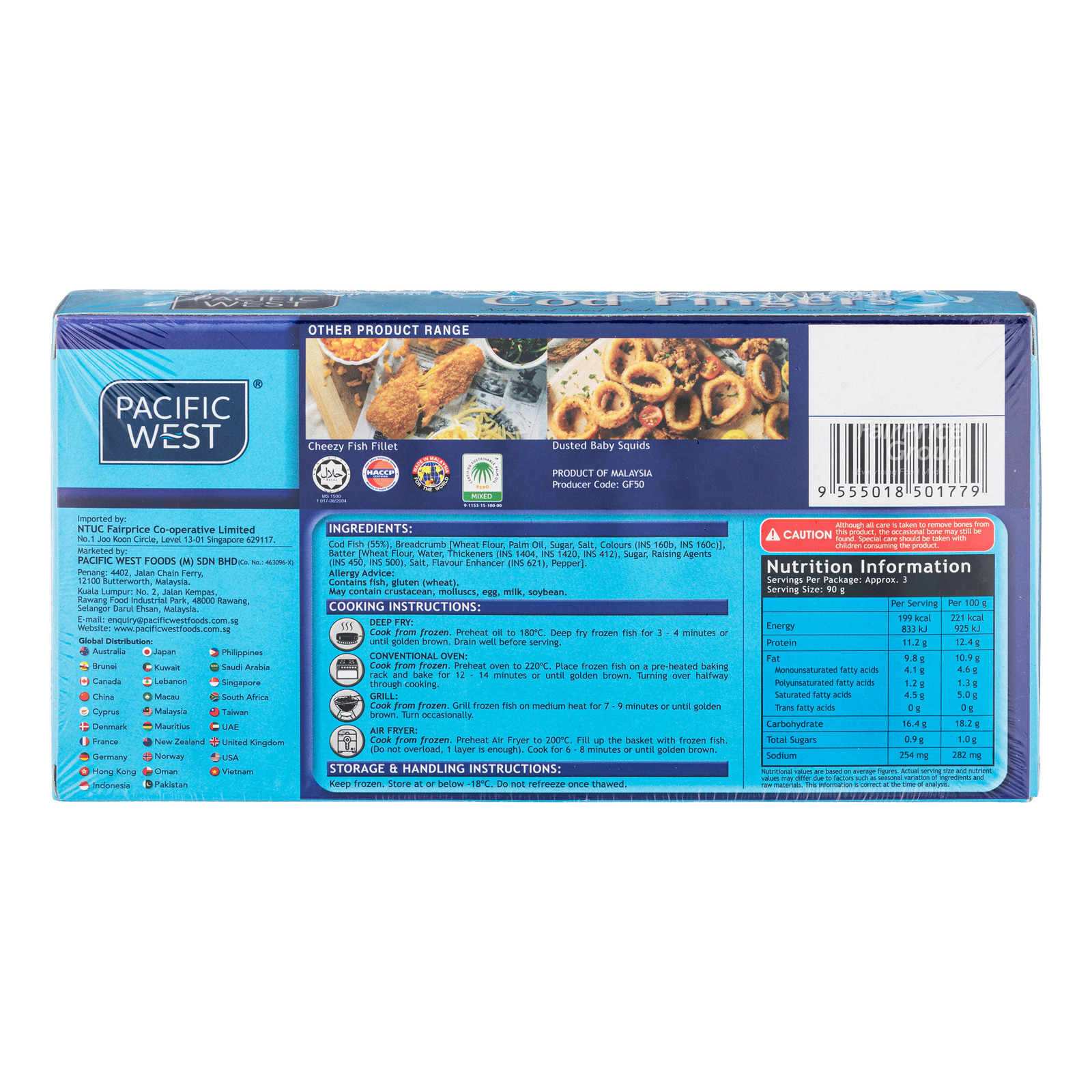 Pacific West Frozen Natural Cod Fingers | NTUC FairPrice