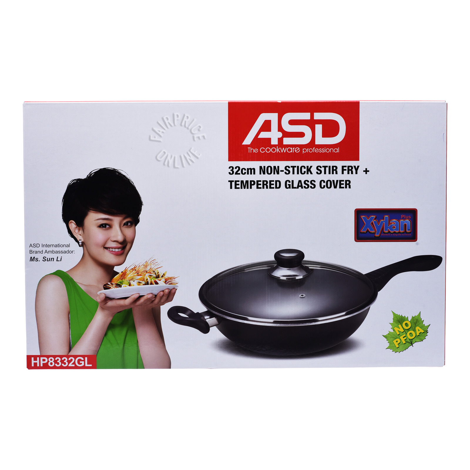 ASD Non-Stick Wok + Tempered Glass Cover - 32cm | NTUC FairPrice