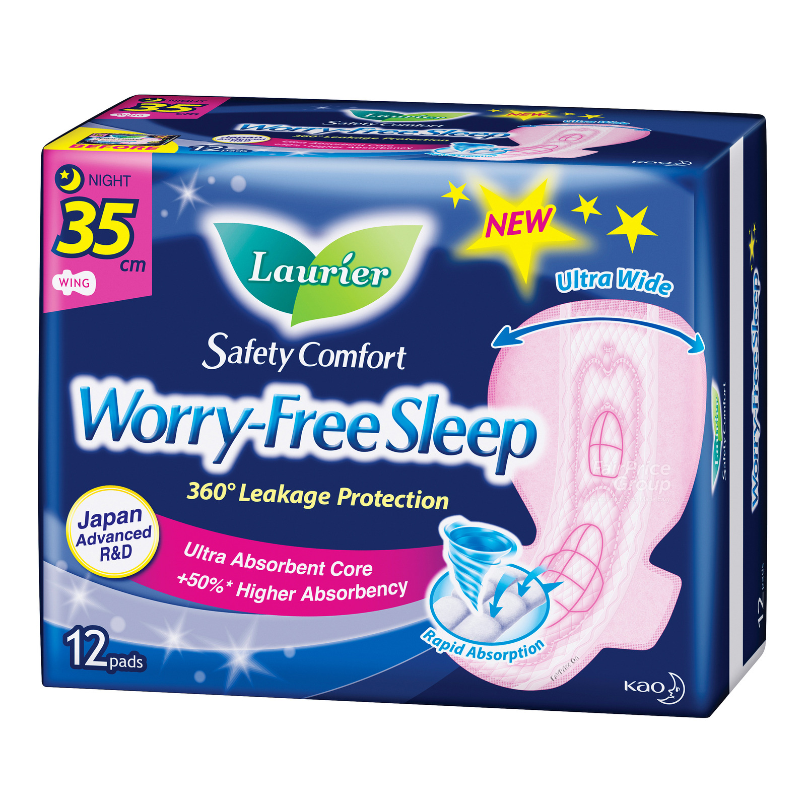 Laurier Worry-Free Sleep Night Pads - 35cm | NTUC FairPrice
