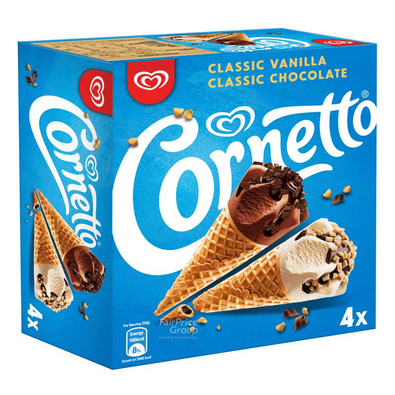Cornetto Ice Cream Cone - Classic (Vanilla & Chocolate) | NTUC FairPrice