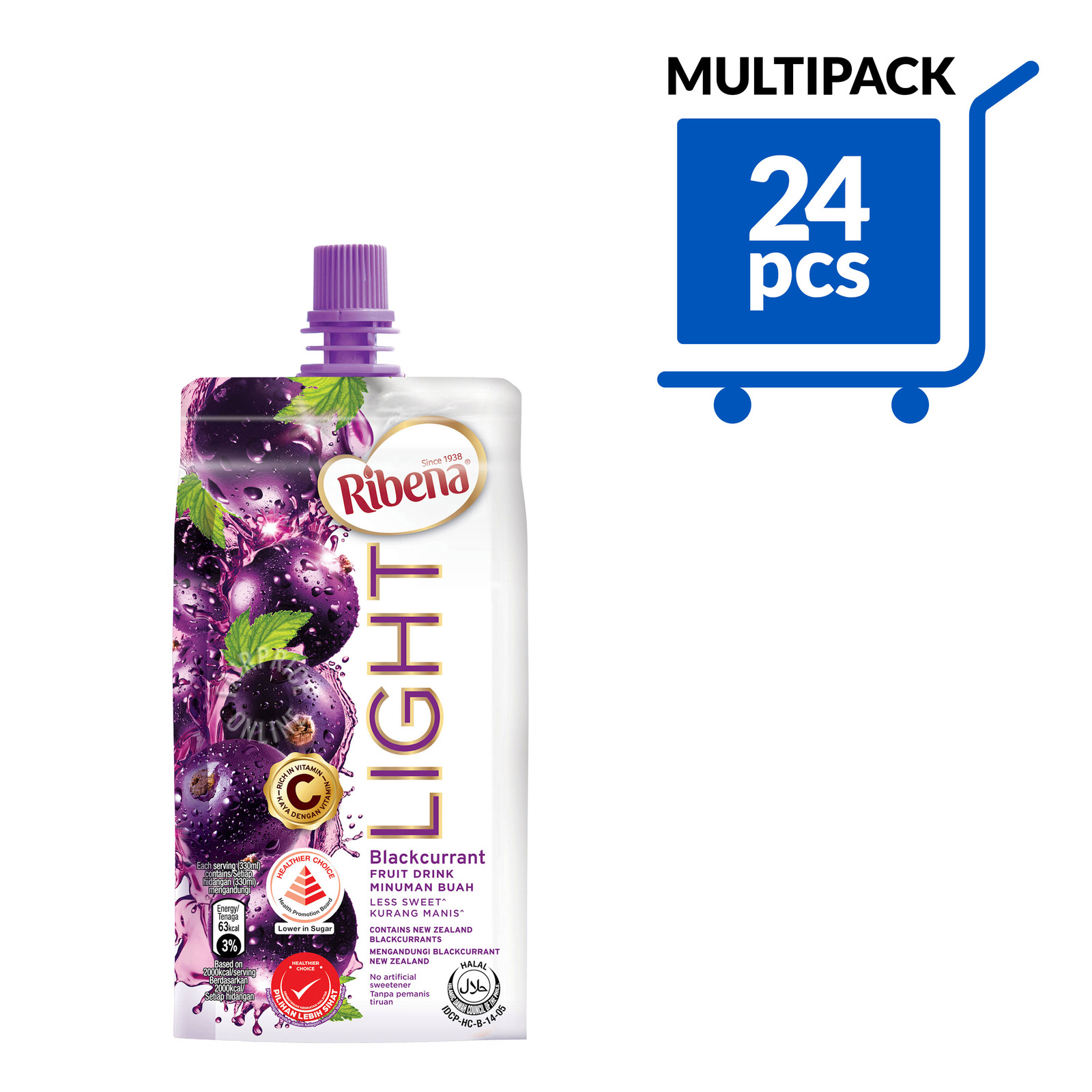 Ribena Blackcurrant Fruit Packet Drink - Less Sweet | NTUC FairPrice