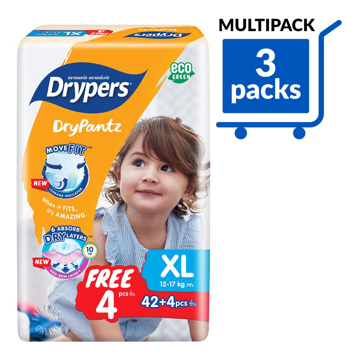 Drypers Drypantz Pants- XL (12 - 17kg) | NTUC FairPrice