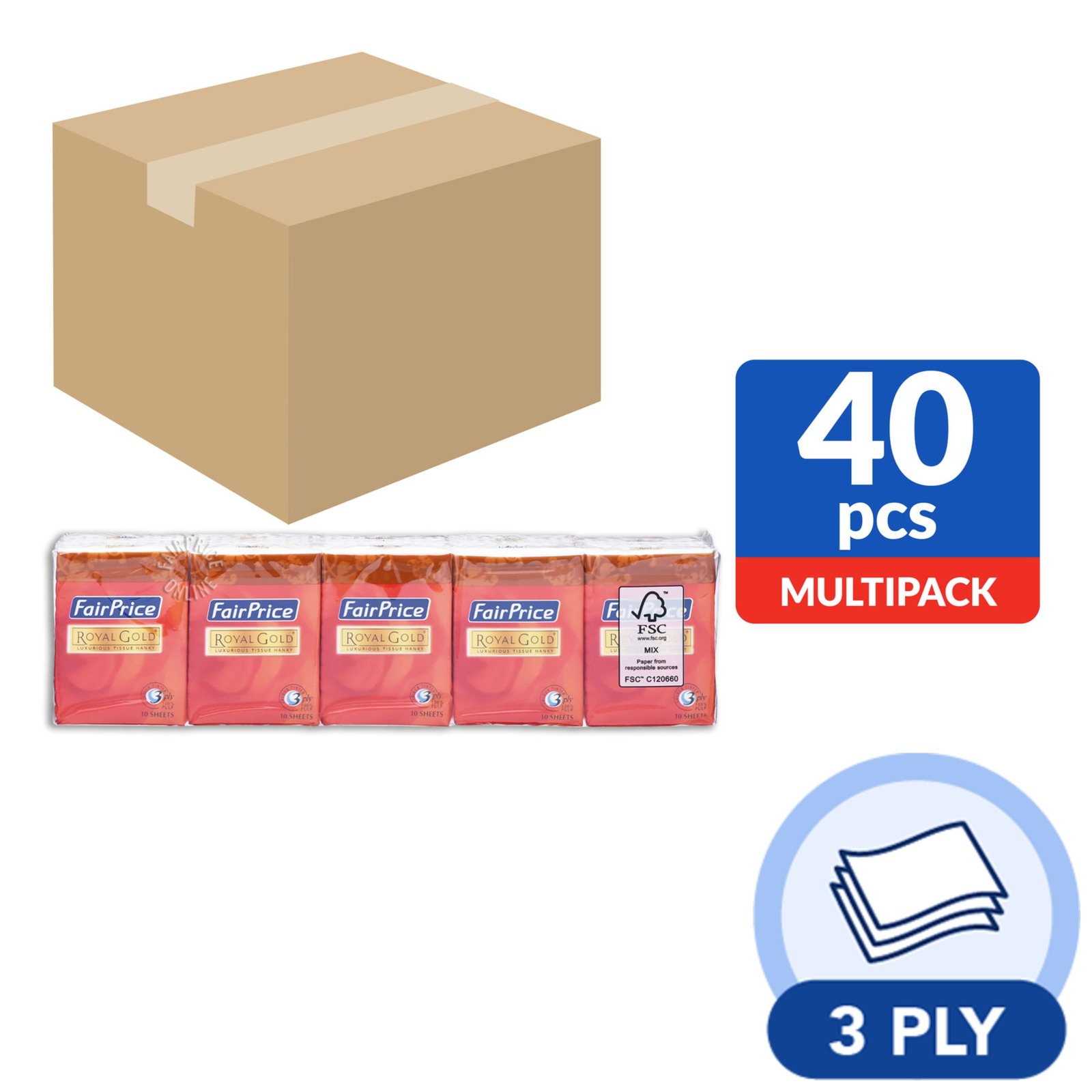 FairPrice Royal Gold Luxurious Tissues - Hanky | NTUC FairPrice