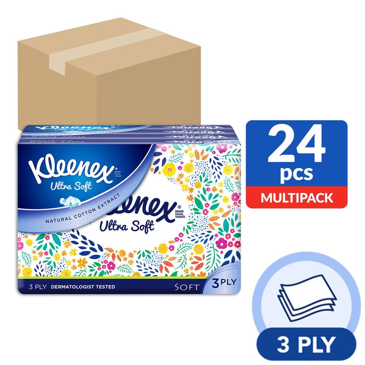 Kleenex Ultra Soft Tissue SoftPack-Floral(3ply) | NTUC FairPrice