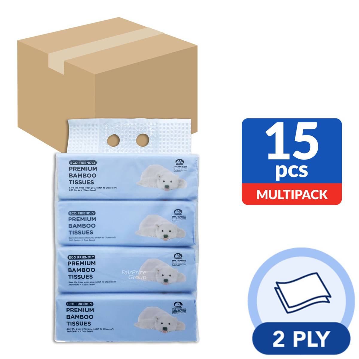 Cloversoft Bamboo Facial Tissue (2ply) | NTUC FairPrice