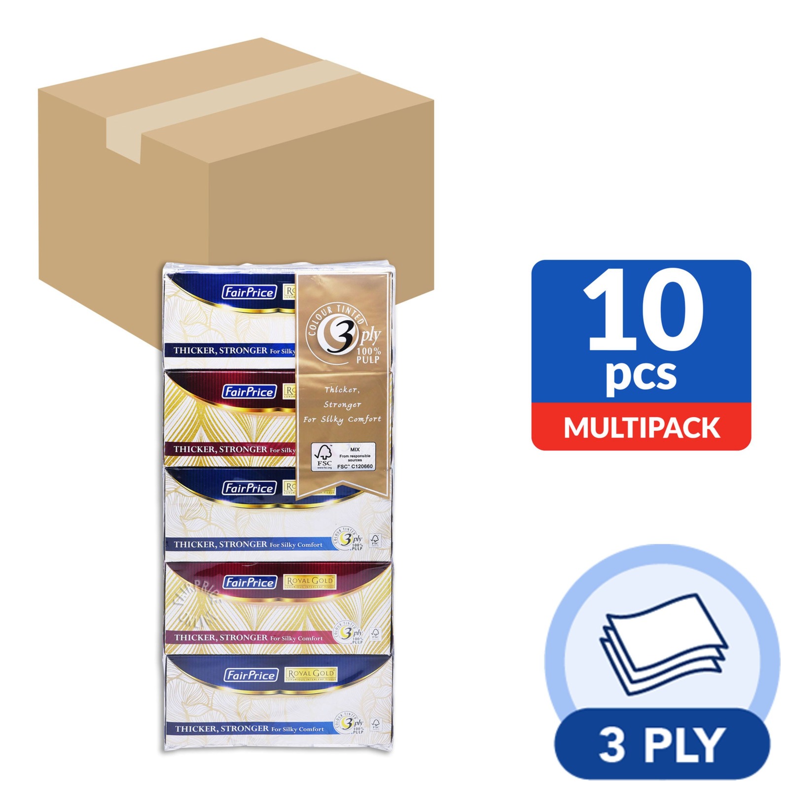 FairPrice Royal Gold Facial Tissue - 3ply | NTUC FairPrice