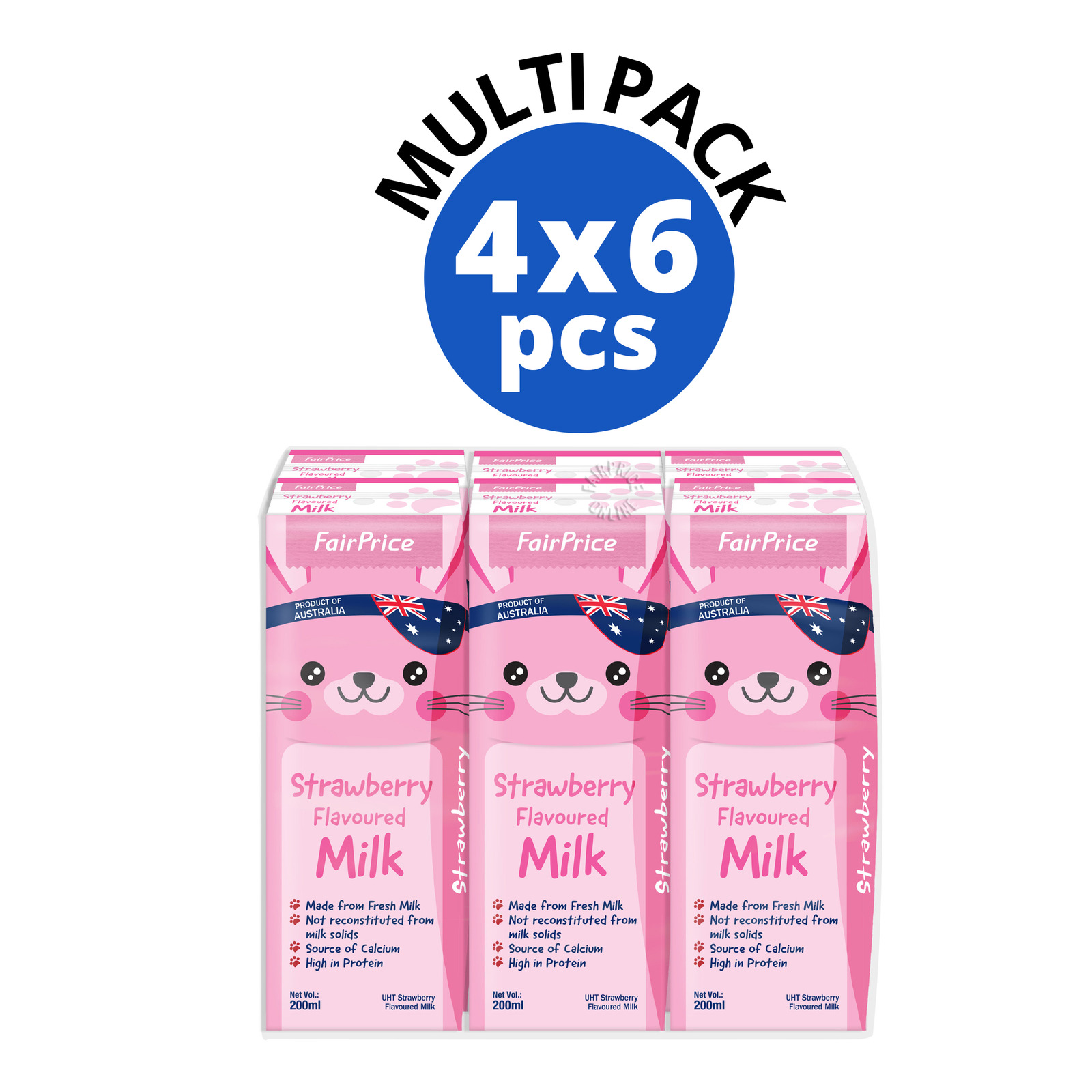 FairPrice UHT Kids Flavoured Packet Milk - Strawberry | NTUC FairPrice