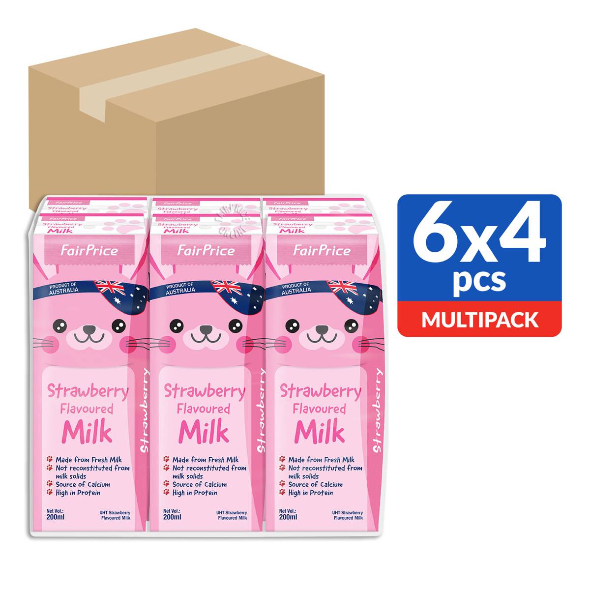 FairPrice UHT Kids Flavoured Packet Milk - Strawberry | NTUC FairPrice