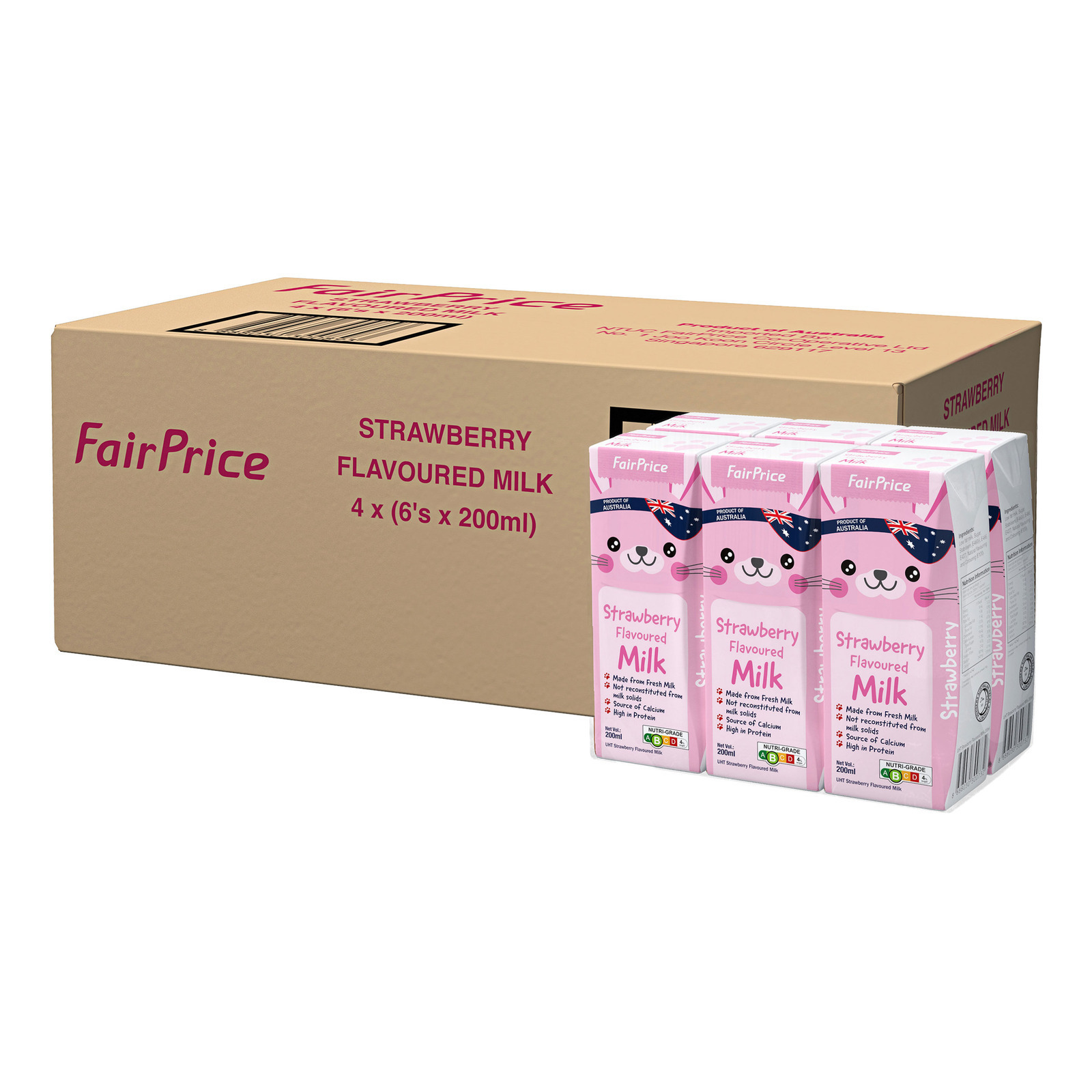 FairPrice UHT Kids Flavoured Packet Milk - Strawberry | NTUC FairPrice