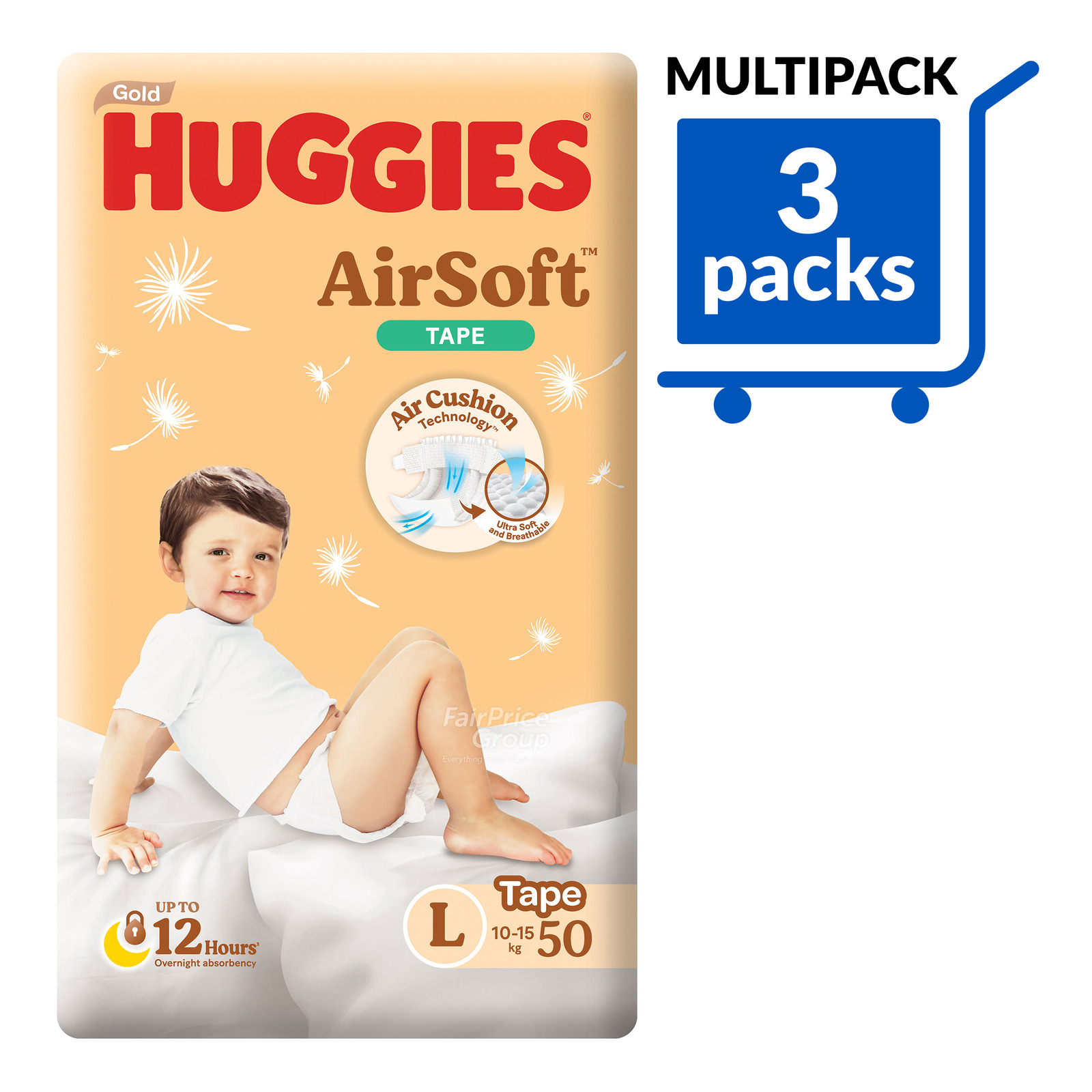 Huggies Airsoft Tape Diaper - L (10-15kg) | NTUC FairPrice