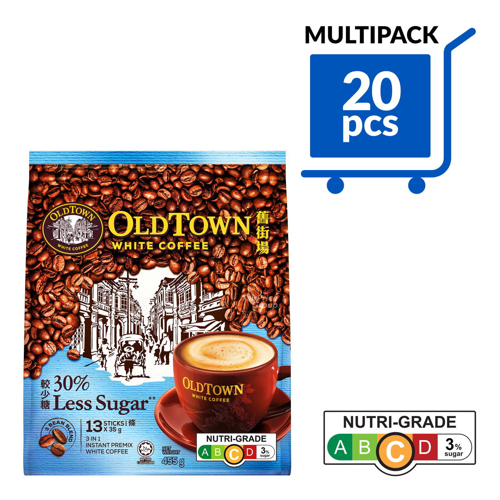 Old Town 3 in 1 Instant White Coffee - Less Sugar | NTUC FairPrice