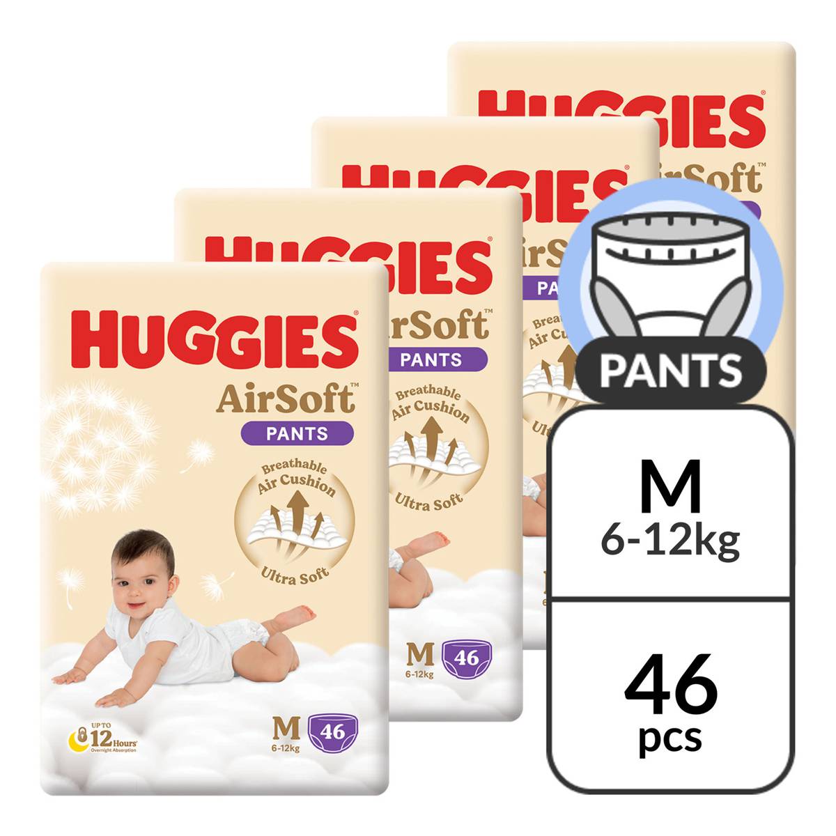 Huggies AirSoft Diapers Pants (CTN) - M (6 - 12kg) | NTUC FairPrice