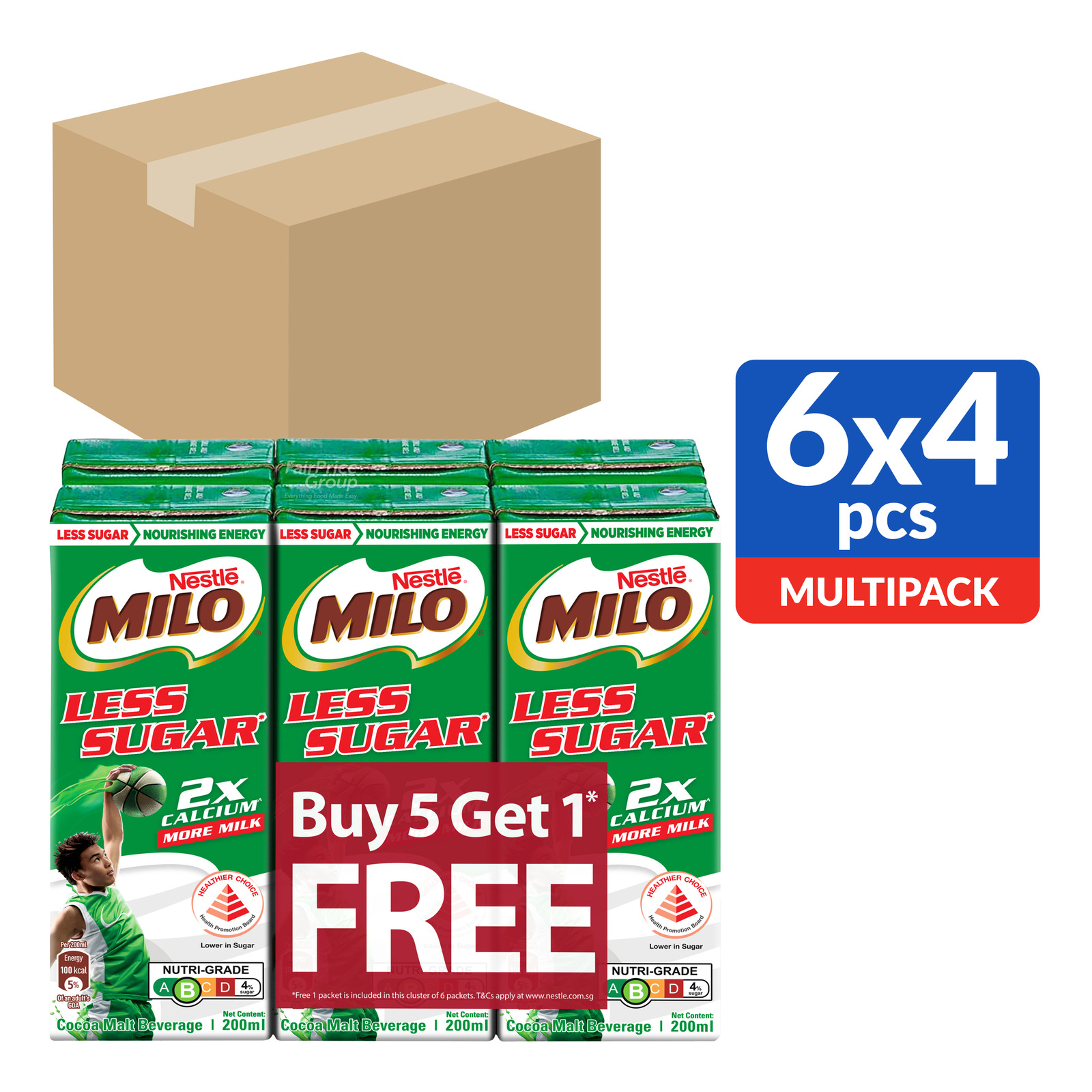 Milo Cocoa Malt Milk UHT Packet Drink - Less Sugar (2x Calcium) | NTUC ...