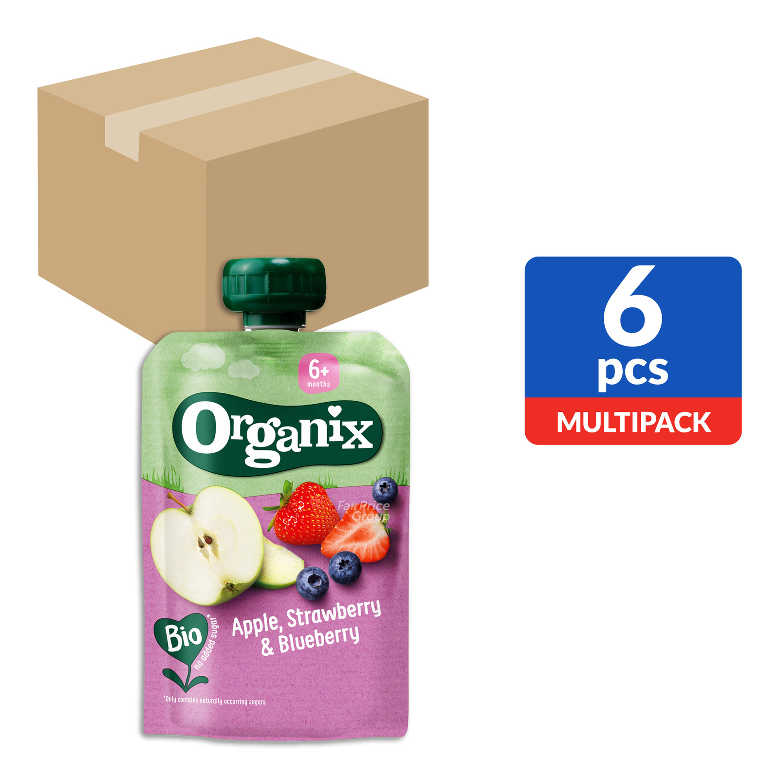 Organix Fruit Puree Pouch - Apple, Strawberry & Blueberry | NTUC FairPrice