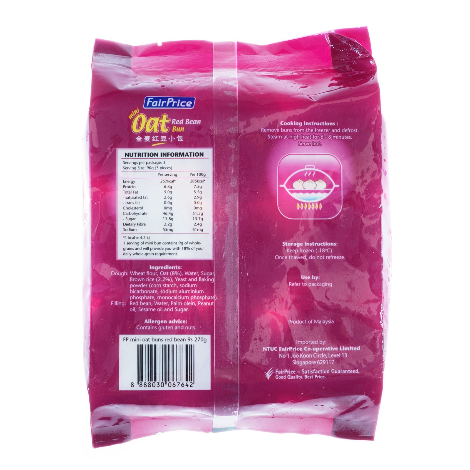 FairPrice Frozen Mini Oat Buns - Red Bean | NTUC FairPrice