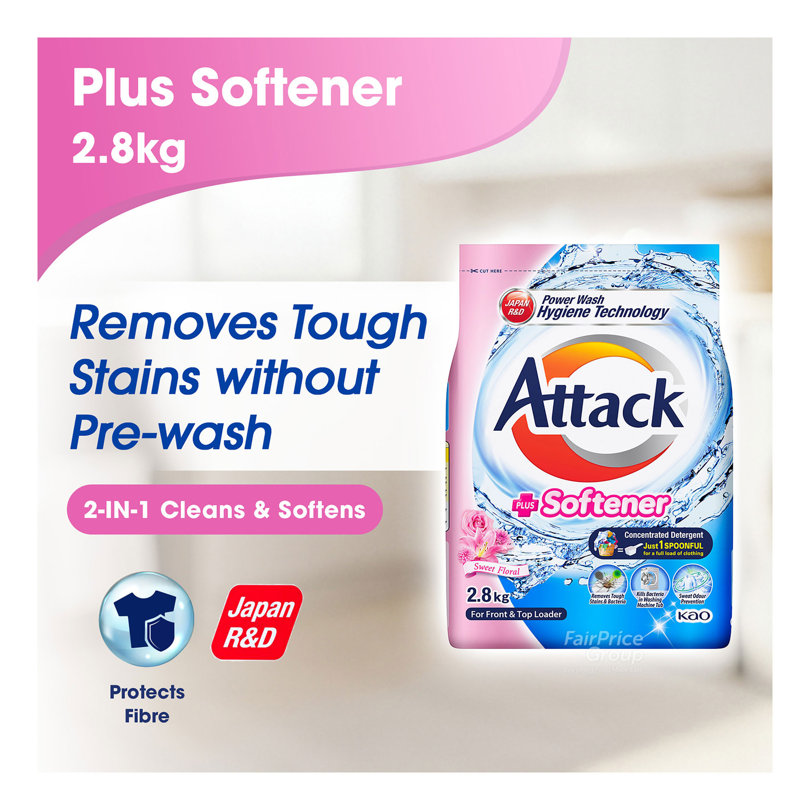 Attack Powder Detergent - Plus Softener (Sweet Floral) | NTUC FairPrice