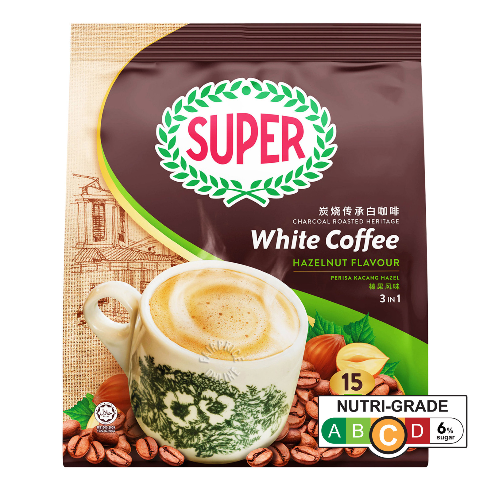 Super 3 in 1 Instant Charcoal Roasted White Coffee - Hazelnut | NTUC ...