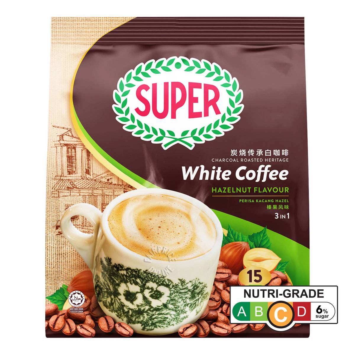 Super 3 in 1 Instant Charcoal Roasted White Coffee - Hazelnut | NTUC ...