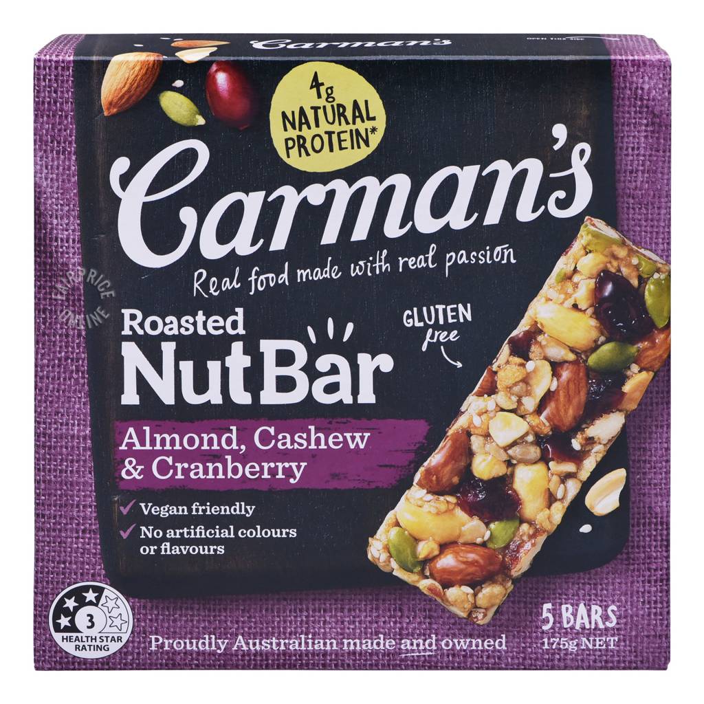 Carman's Nut Bars - Almond- Cashew & Cranberry | NTUC FairPrice