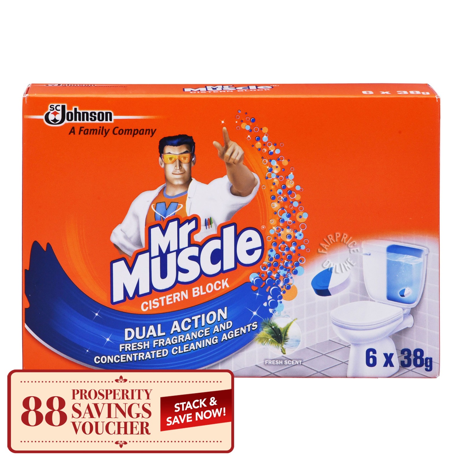 Mr Muscle 4 in 1 Active Clean In-Cistern Block - Fresh Scent | NTUC ...