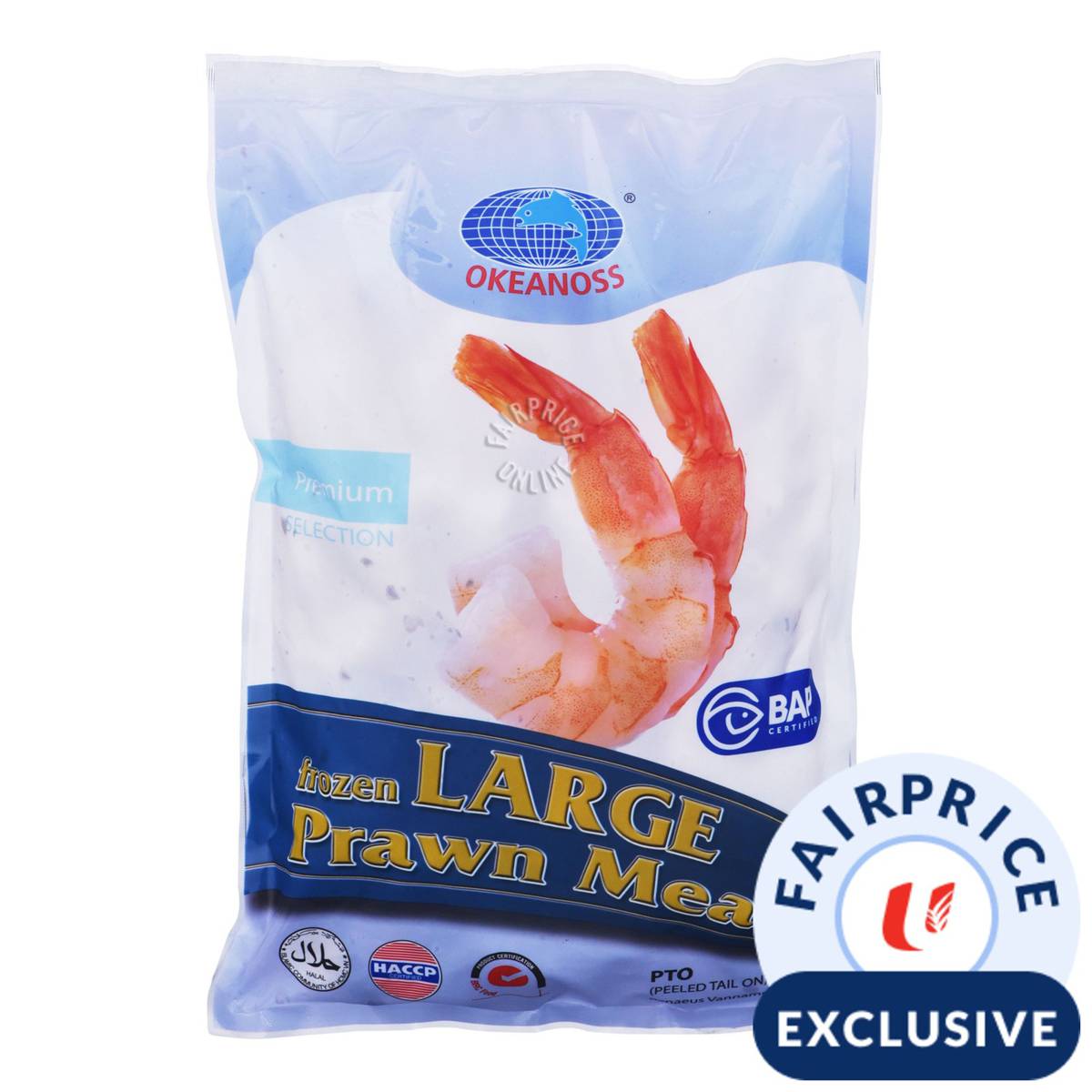 Okeanoss Frozen Large Prawn Meat (With Tail On) | NTUC FairPrice