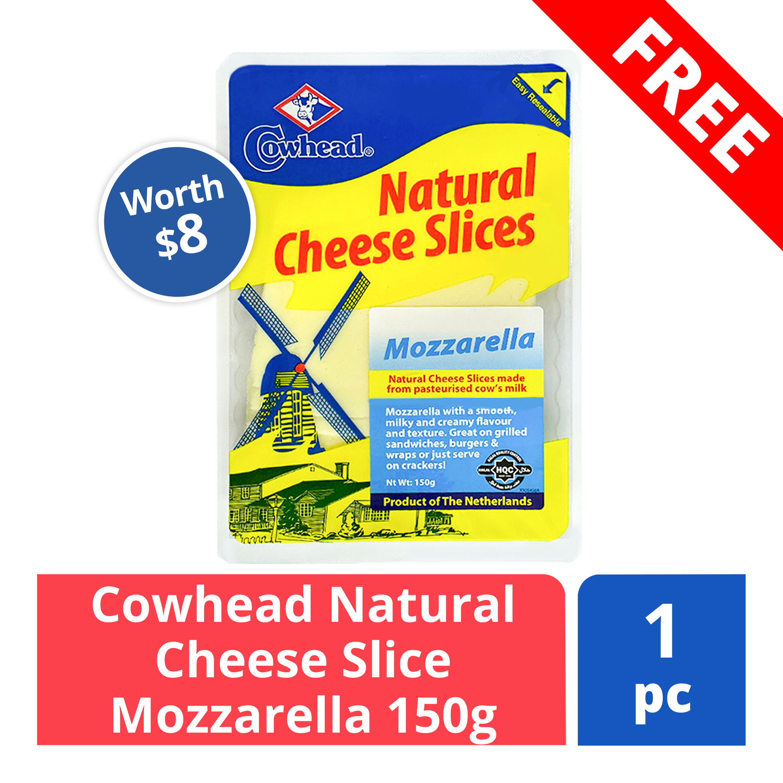 FREE Cowhead Natural Cheese Slice Mozzarella 150g (worth $8) | NTUC ...