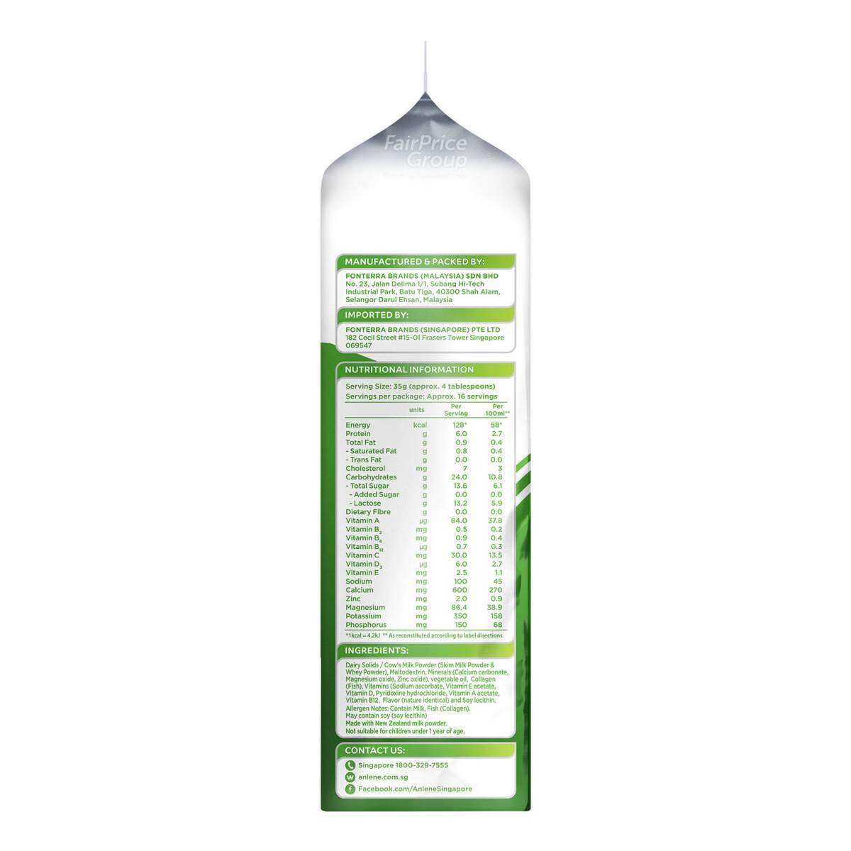 Anlene Move Max Regular Adult Milk Powder - Plain | NTUC FairPrice