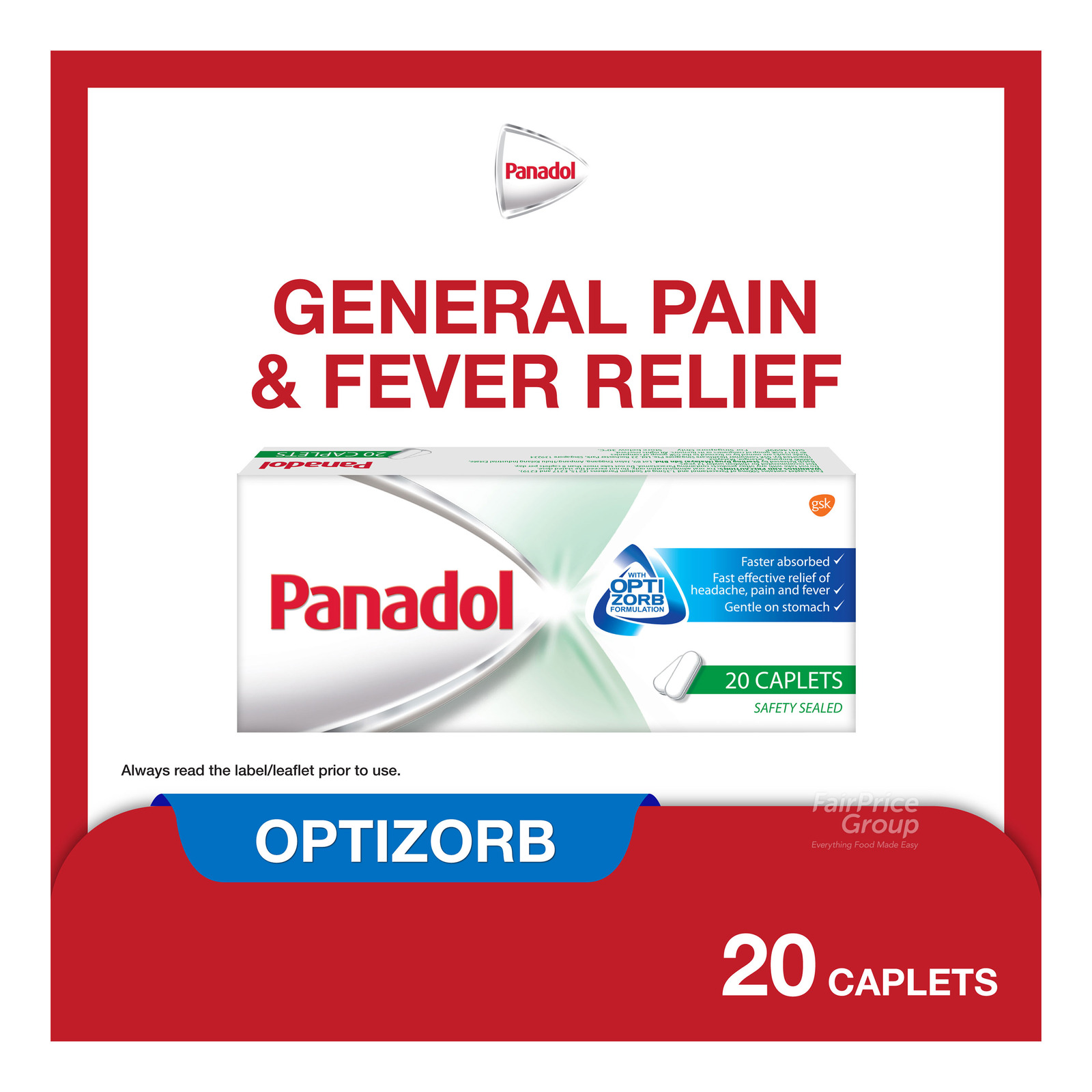 Panadol with Optizorb Caplets | NTUC FairPrice
