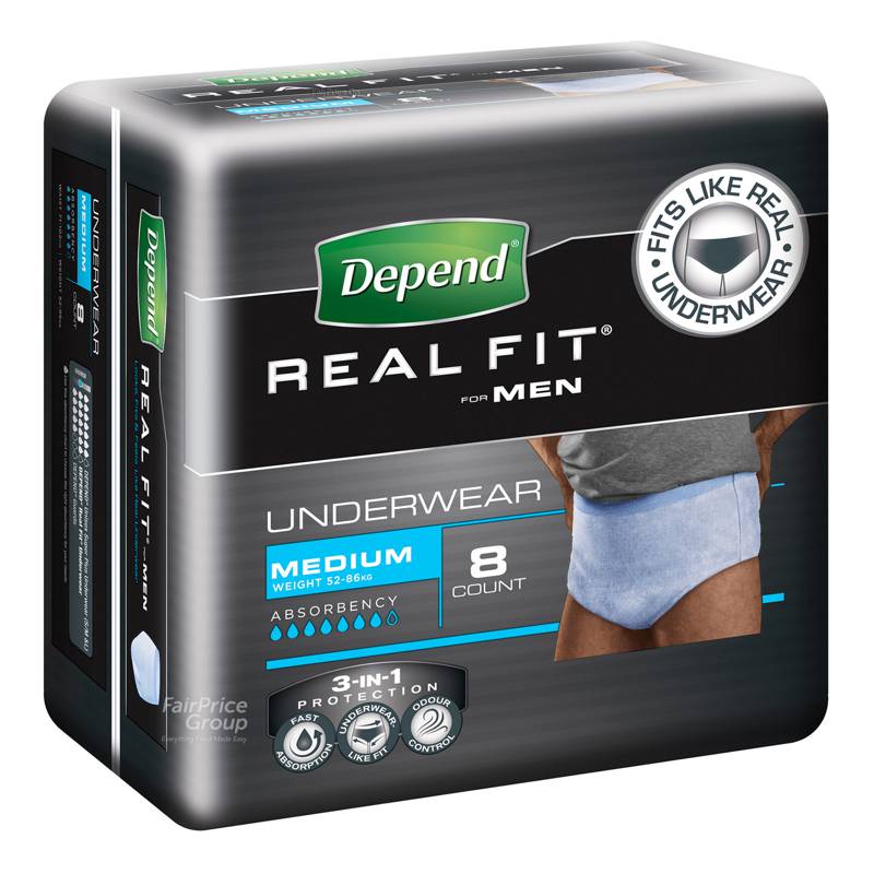 Depend Real-Fit Underwear For Men - M (52 - 86kg) | NTUC FairPrice