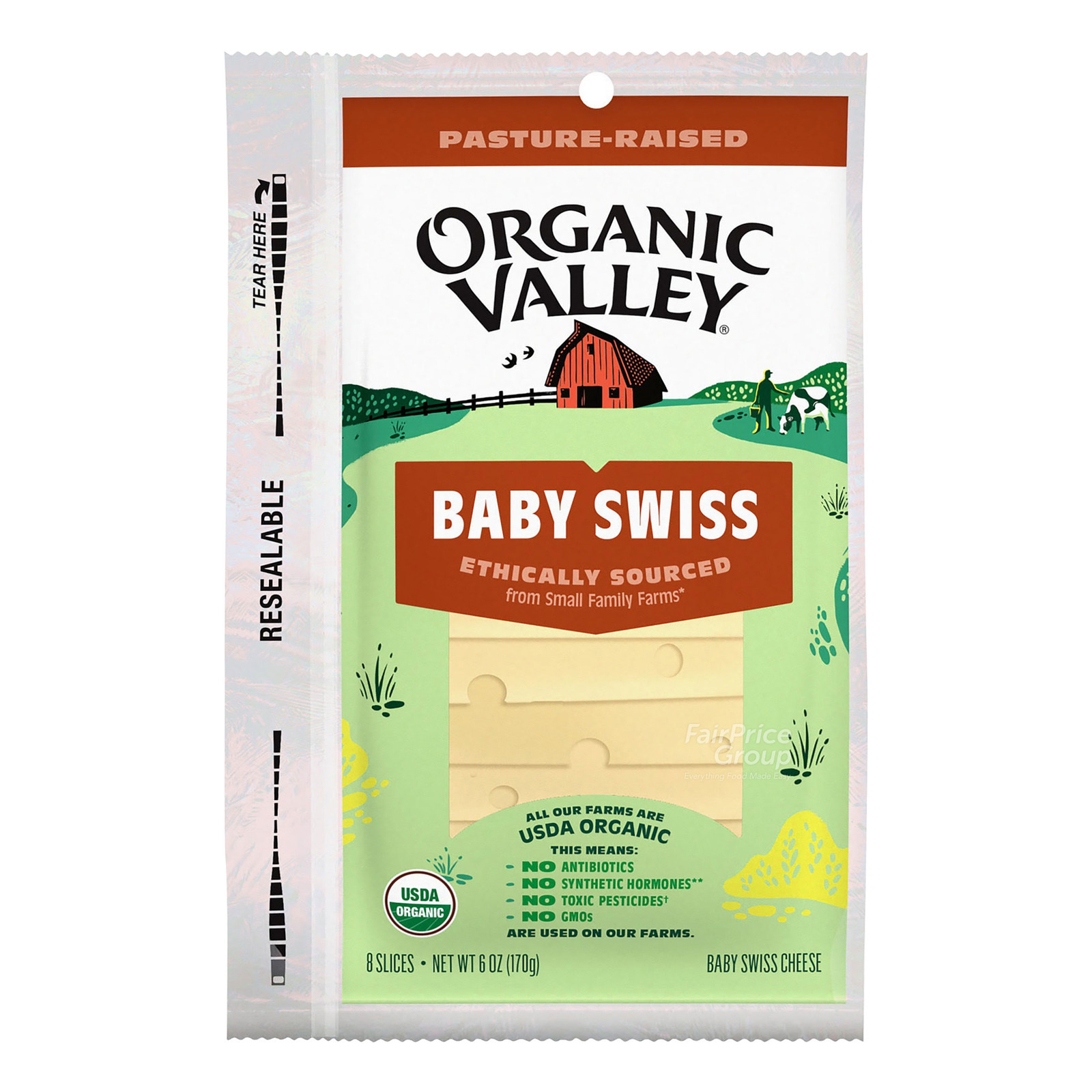 Organic Valley Cheese Slices - Baby Swiss | NTUC FairPrice