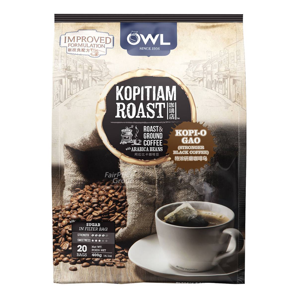 Owl Kopitiam Roast & Ground Coffee Bags - Kopi-O Gao | NTUC FairPrice