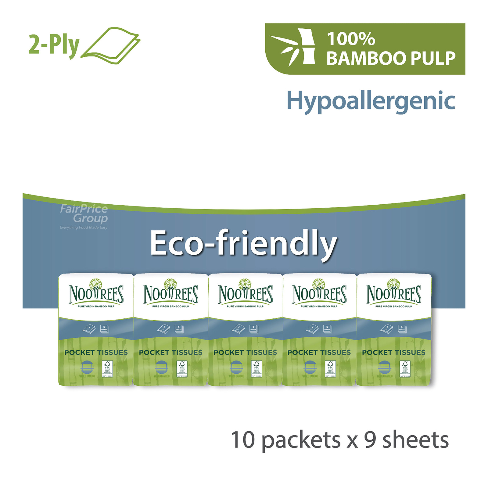 NooTrees Bamboo Pulp Pocket Tissue (2ply) | NTUC FairPrice