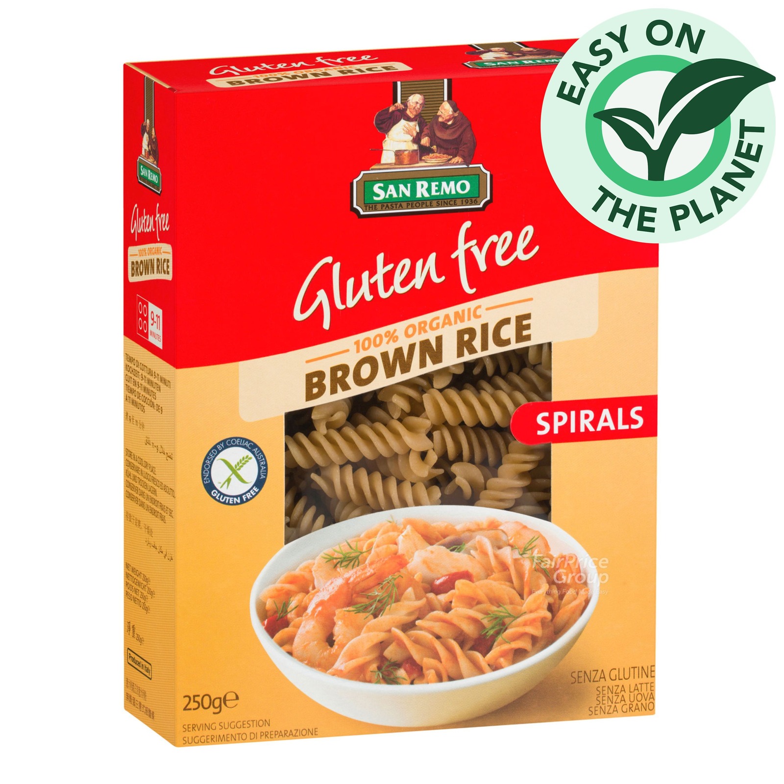 San Remo Organic Brown Rice Pasta - Spirals | NTUC FairPrice