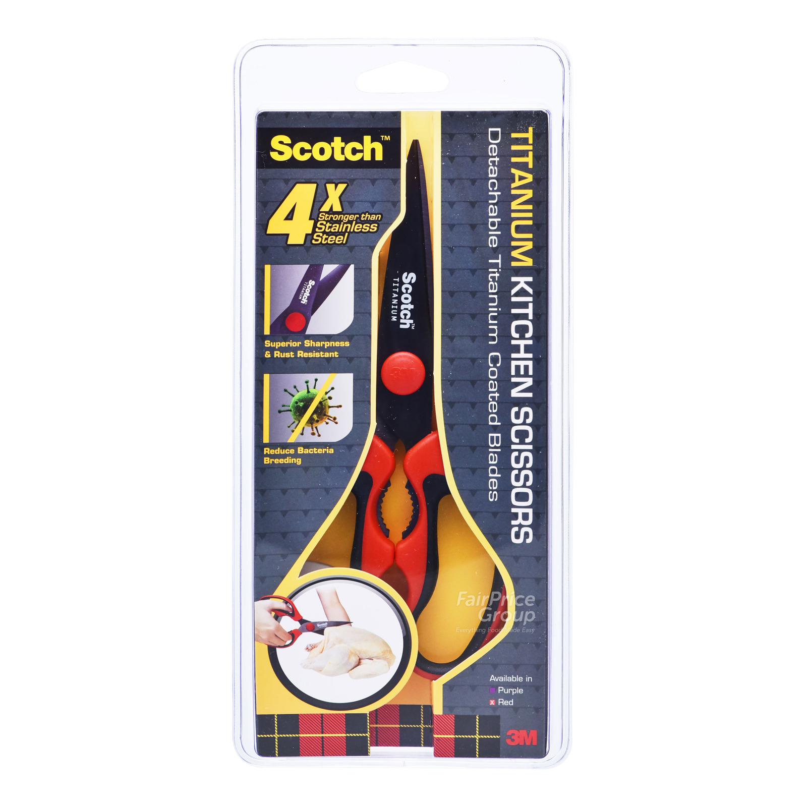 3M Scotch Titanium Kitchen Scissors - Detachable (Red) | NTUC FairPrice