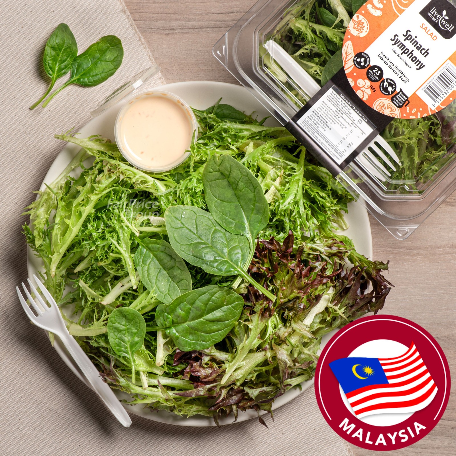 Live Well Ready to Eat Salad - Spinach Symphony | NTUC FairPrice