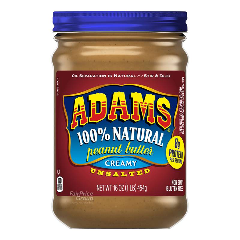 Adams 100% Natural Peanut Butter - Creamy (Unsalted) | NTUC FairPrice