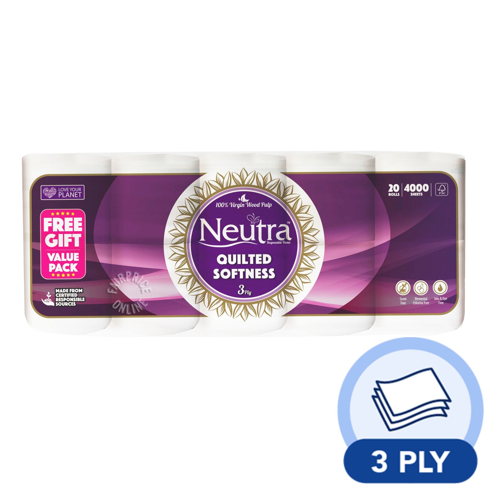 Neutra Bathroom Tissue Roll (3ply) | NTUC FairPrice