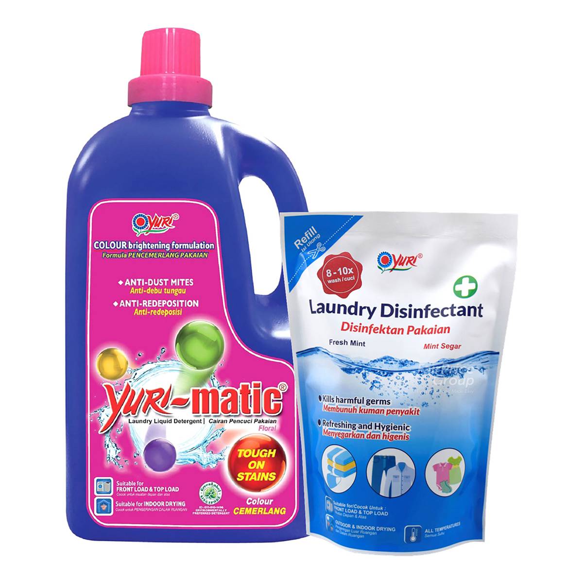 Yuri-matic Laundry Liquid Detergent with Refill - Floral | NTUC FairPrice