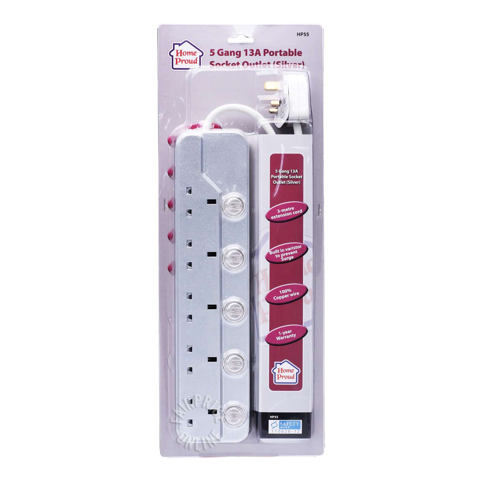 HomeProud Socket Outlet Extension Cord - 5 Way (HP55) | NTUC FairPrice