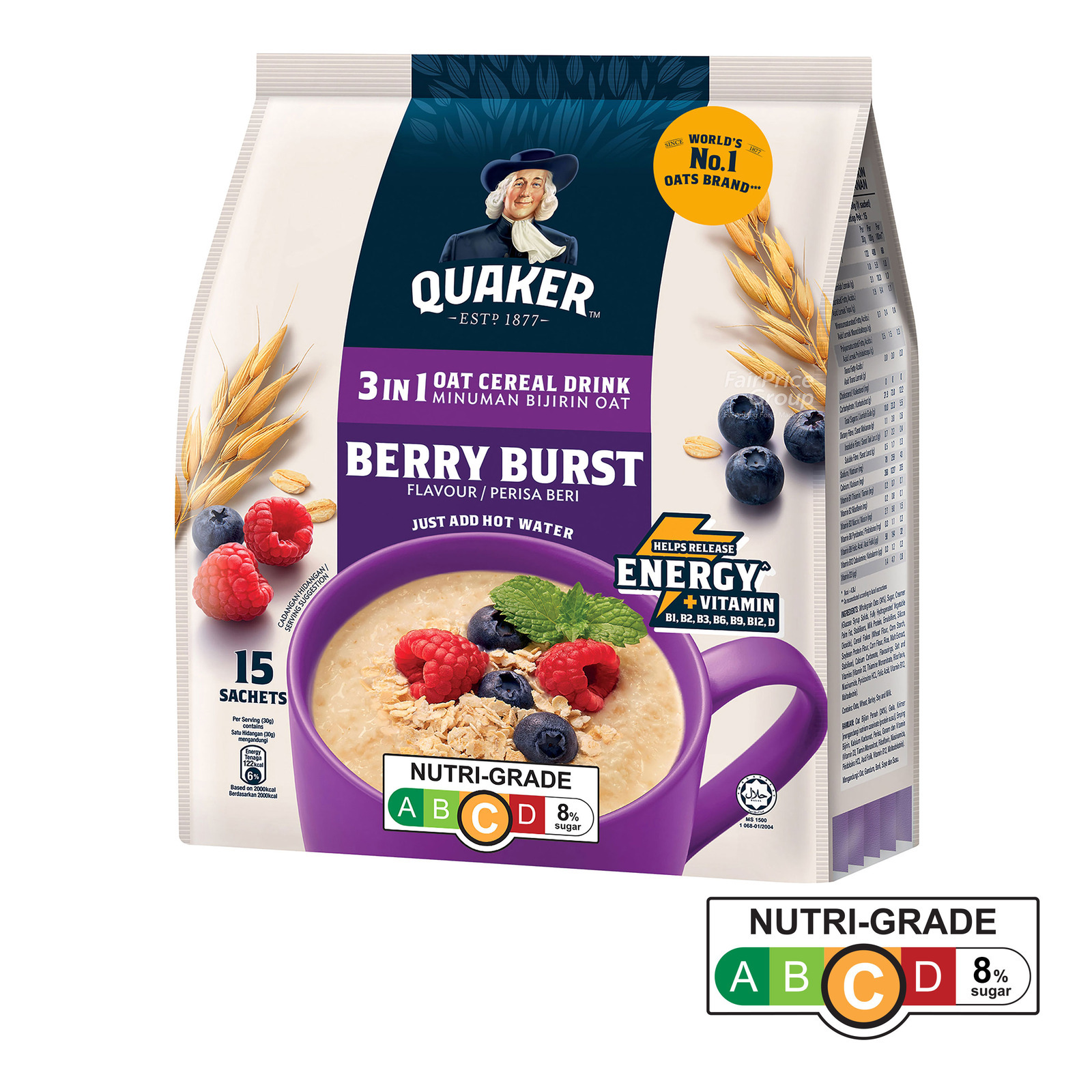 Quaker Oats - 3 in 1 Berry Burst Oat Cereal Drink | NTUC FairPrice