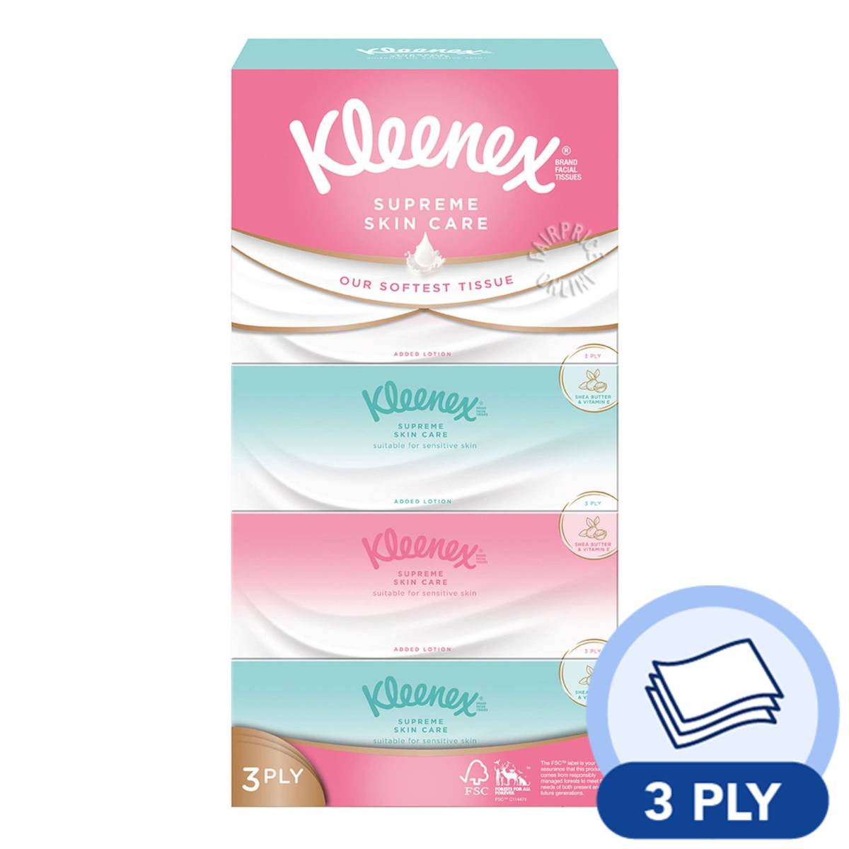 Kleenex Supreme Skin Care Facial Tissue - Silky Smooth | NTUC FairPrice