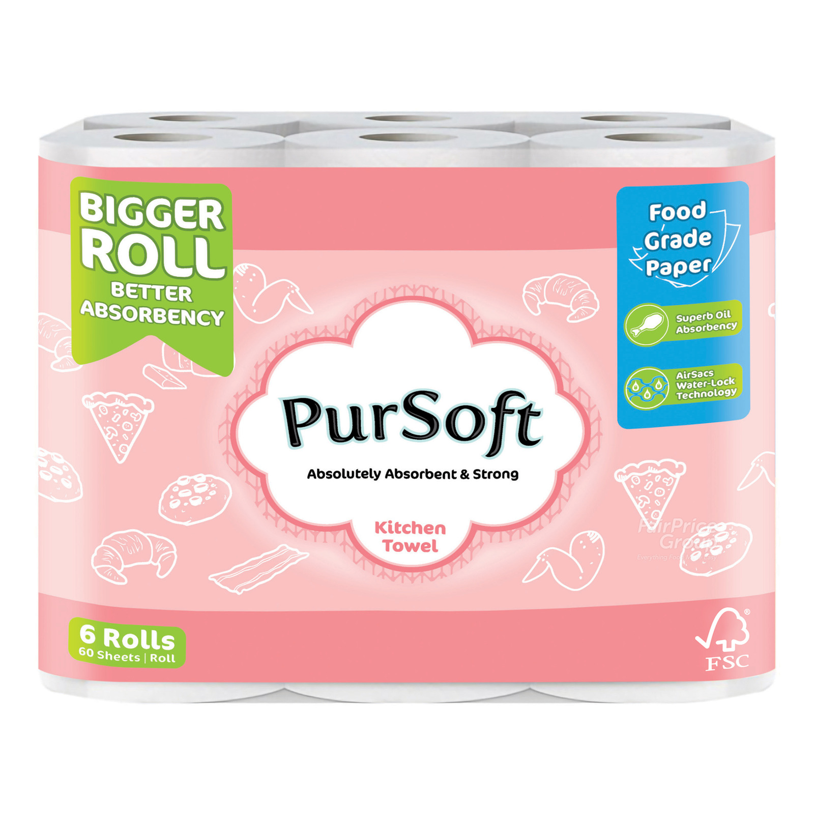 PurSoft Kitchen Towel Roll (2 ply) | NTUC FairPrice