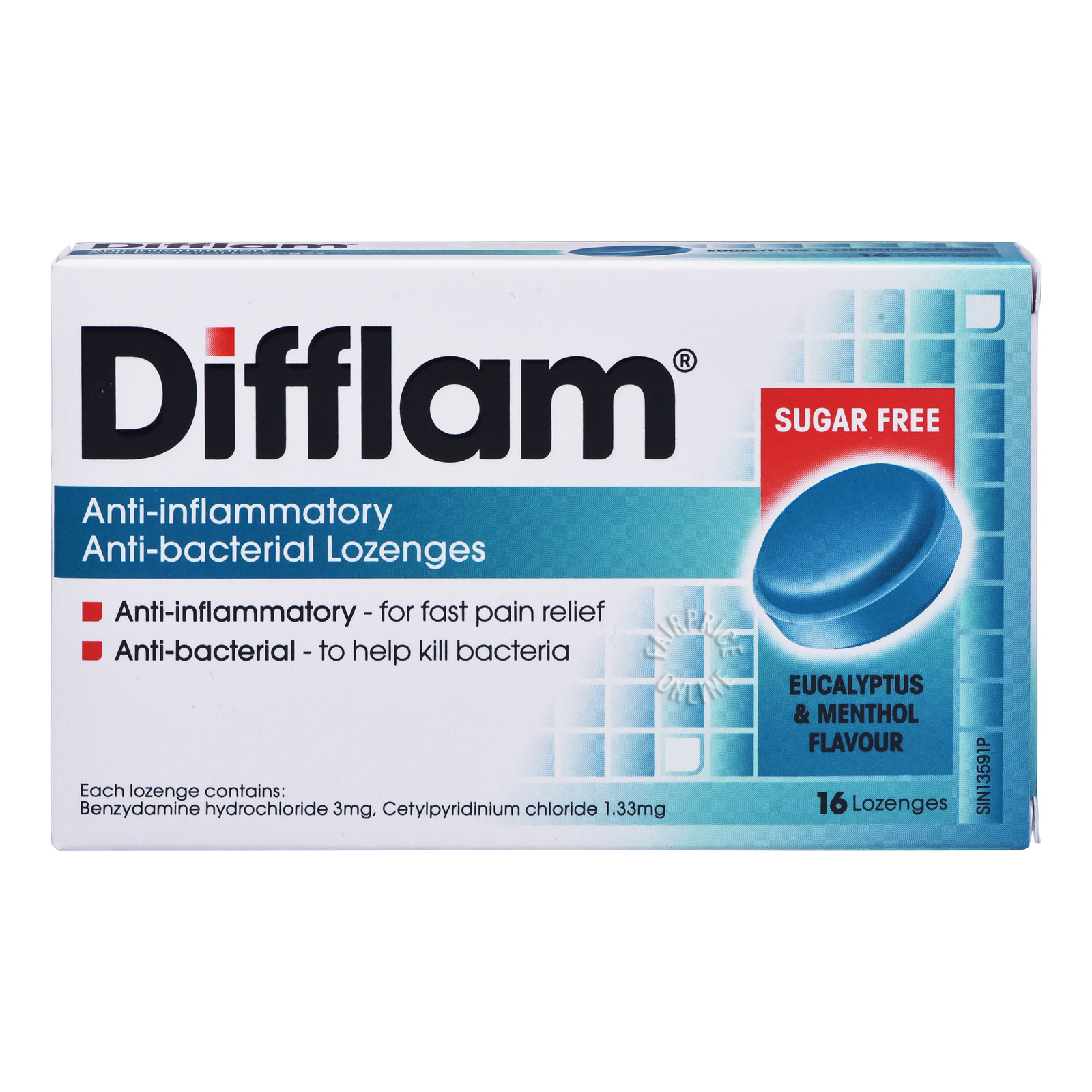 Difflam Sugar Free Lozenges - Eucalyptus & Menthol | NTUC FairPrice