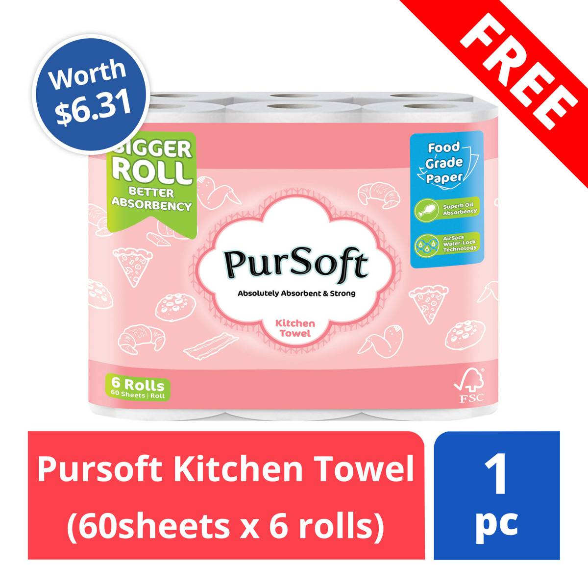 FREE Pursoft Kitchen Towel (worth $6.31) | NTUC FairPrice