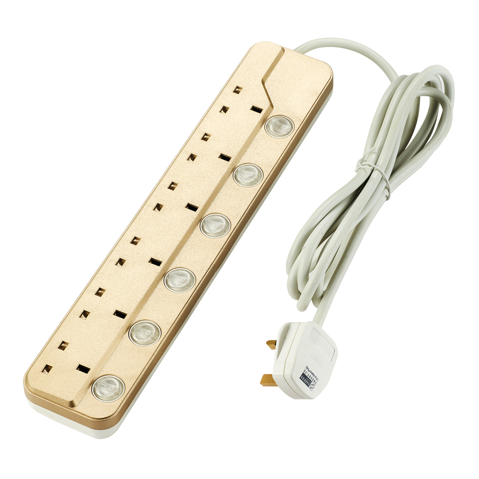 HomeProud 6 Way Extention Cord - Gold | NTUC FairPrice