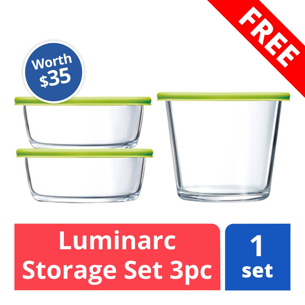 FREE Luminarc storage set 3pc (worth $35) | NTUC FairPrice